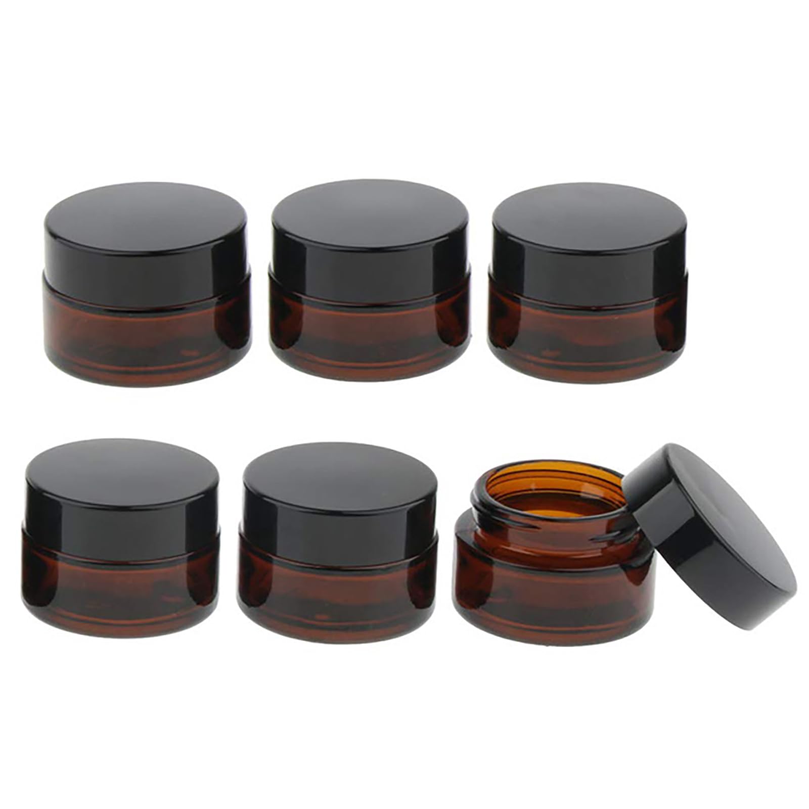 Amazon.com: 6Pack Amber Glass 5 ml 1/6 oz Small Thick Wall Round Jars ...