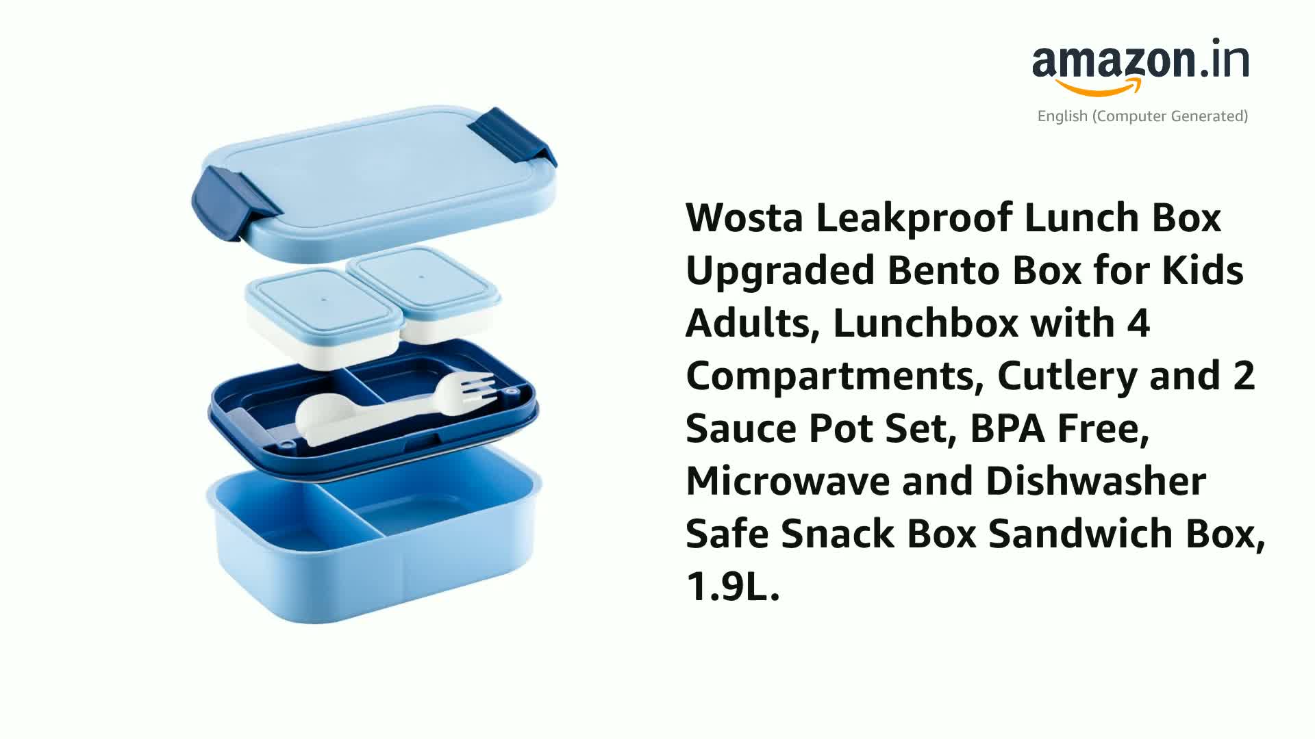 Watch Wosta Leakproof Lunch Box Upgraded Bento Box for Kids Adults ...