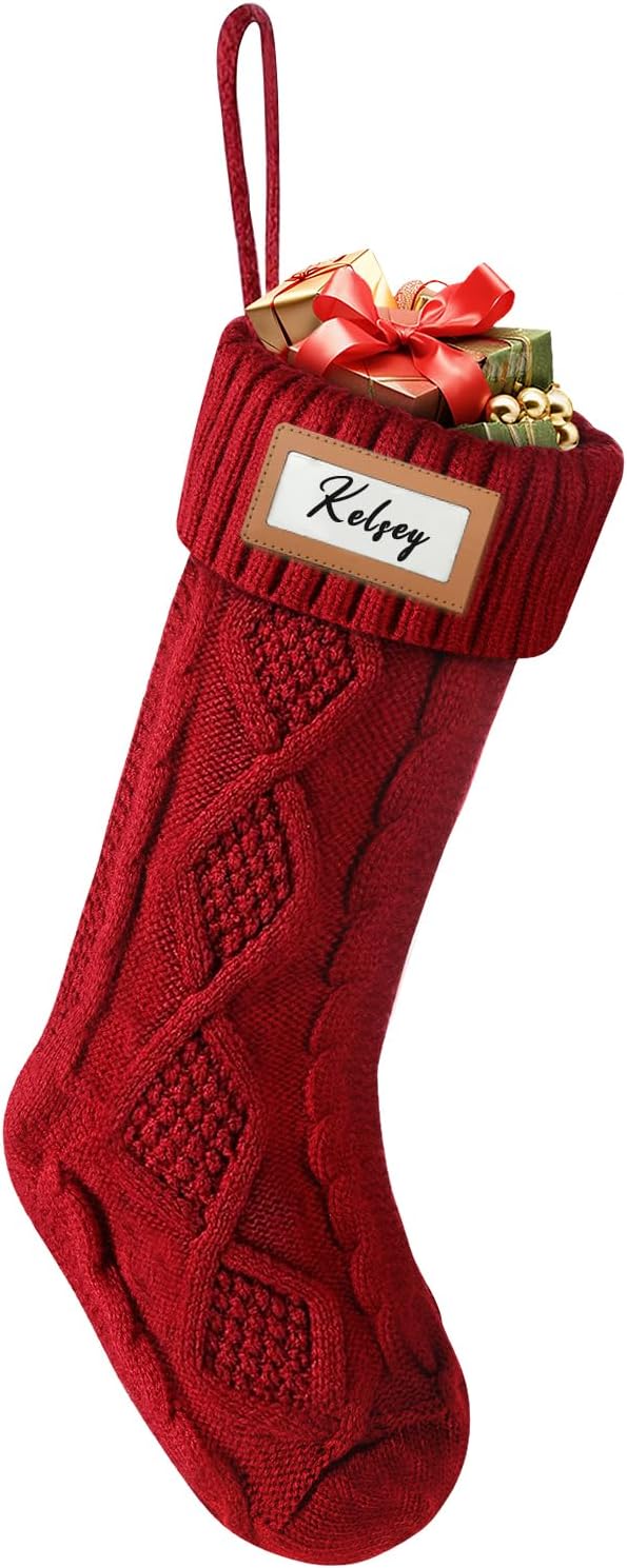 Amazon.com: Christmas Stocking - 18 Inch Cable Knit Christmas Stockings ...