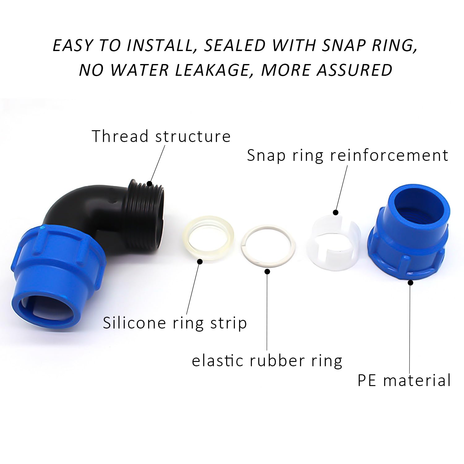 Pack of 3 L-Shaped Water Pipe Connectors, Pe Quick Connectors, Female ...