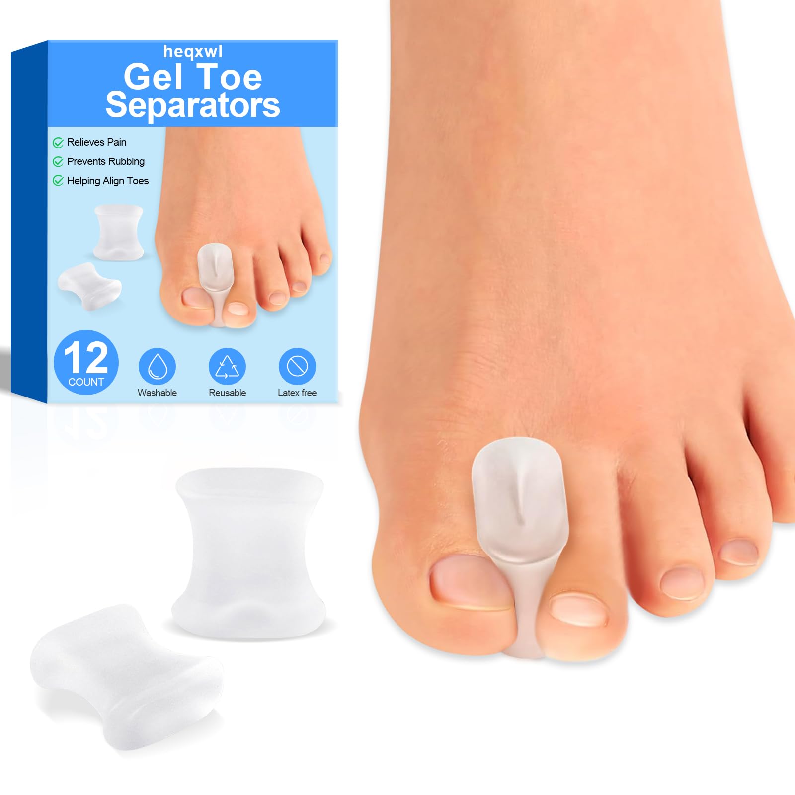 Amazon.com : 12 Pack Gel Toe Separators, Bunion Toe Spacers for ...