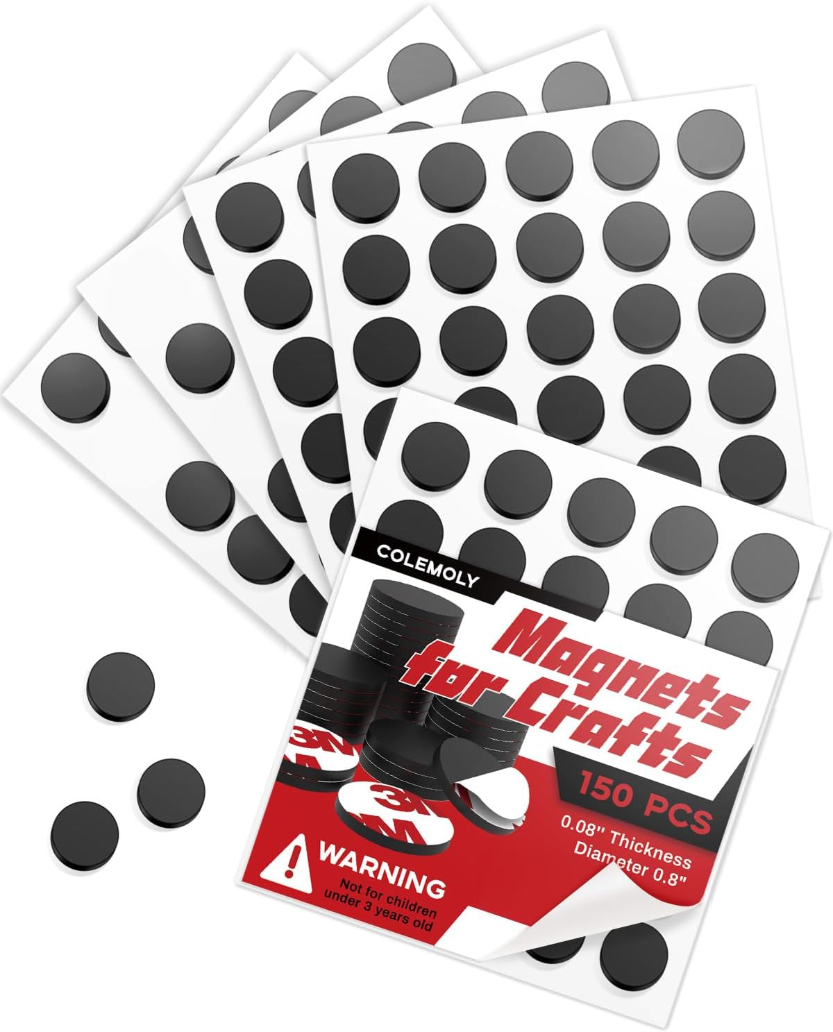 Amazon.com : Colemoly Magnet Dots Self Adhesive, Round Magnetic with ...