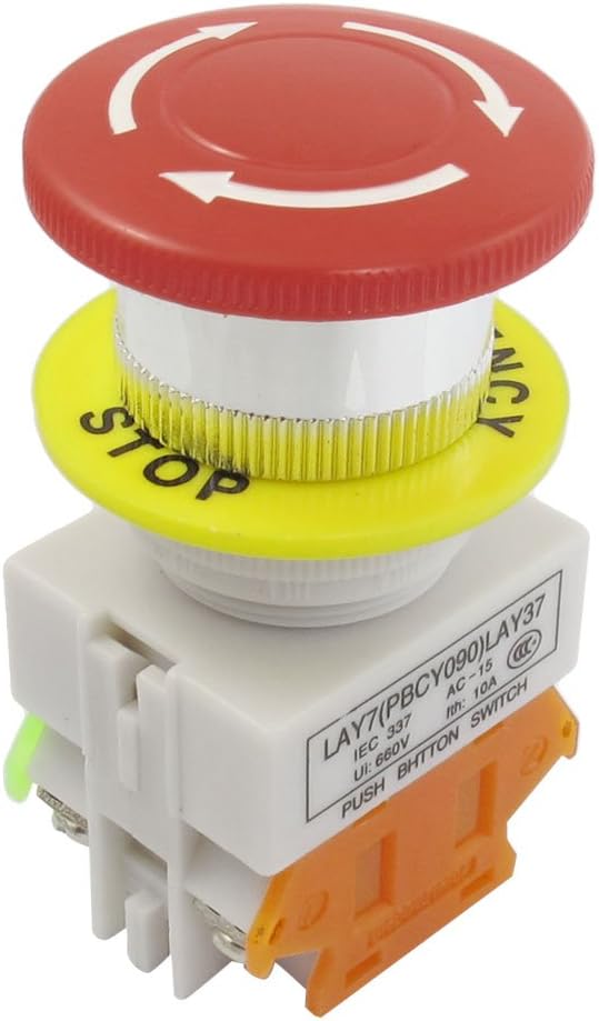 Amazon.com: IIVVERR Red Mushroom Cap 1NO 1NC Emergency Stop Push Button ...