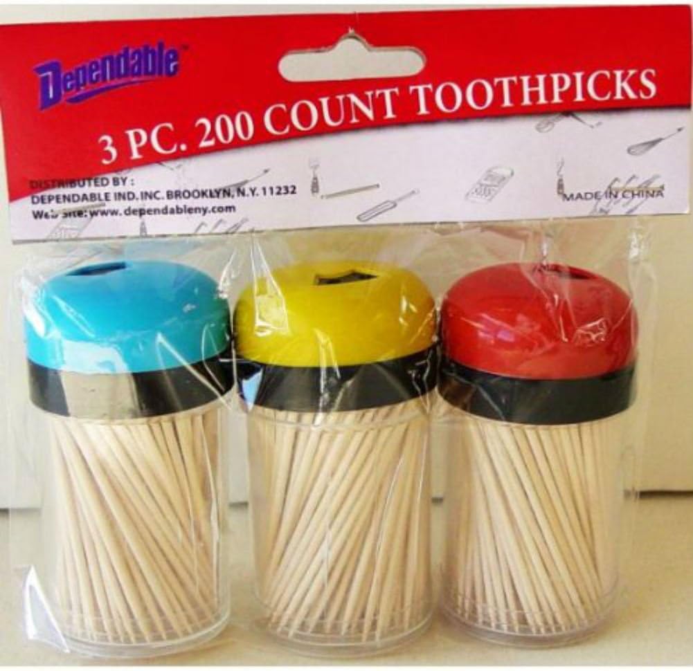 Amazon.com: Dependable 3 Pack Toothpicks with Dispensers (200 count ...