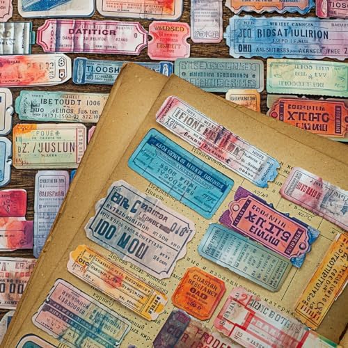 Amazon.com: 101pcs Vintage Ticket Stub Scrapbook Stickers Pack Old ...
