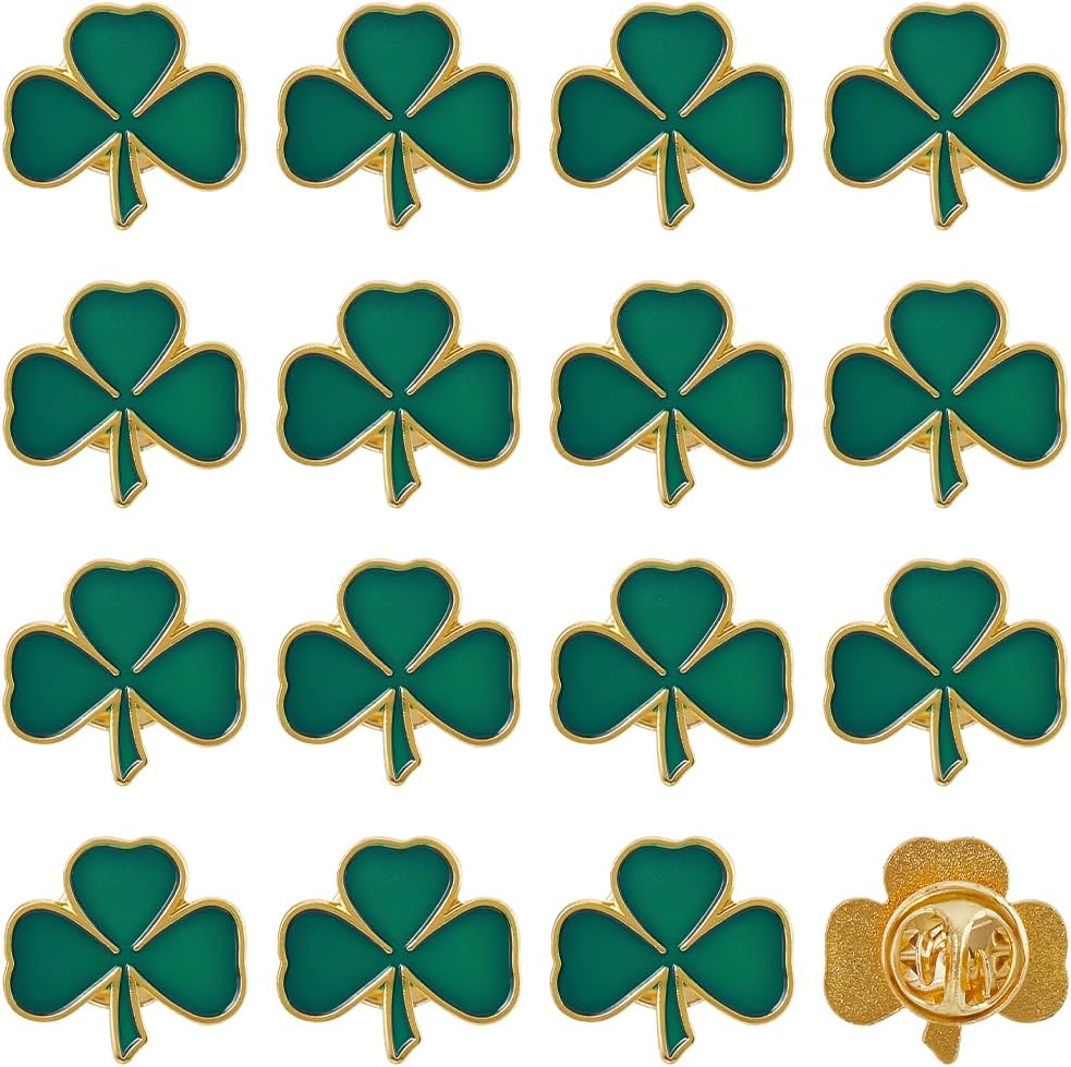 SUNNYCLUE 1 Box 20Pcs Clover Lapel Pins Three Leaf Pins Good Luck ...