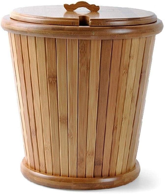 Amazon.com: BREWIX Wooden Trash cans Indoor Outdoor Bamboo Trash Can ...