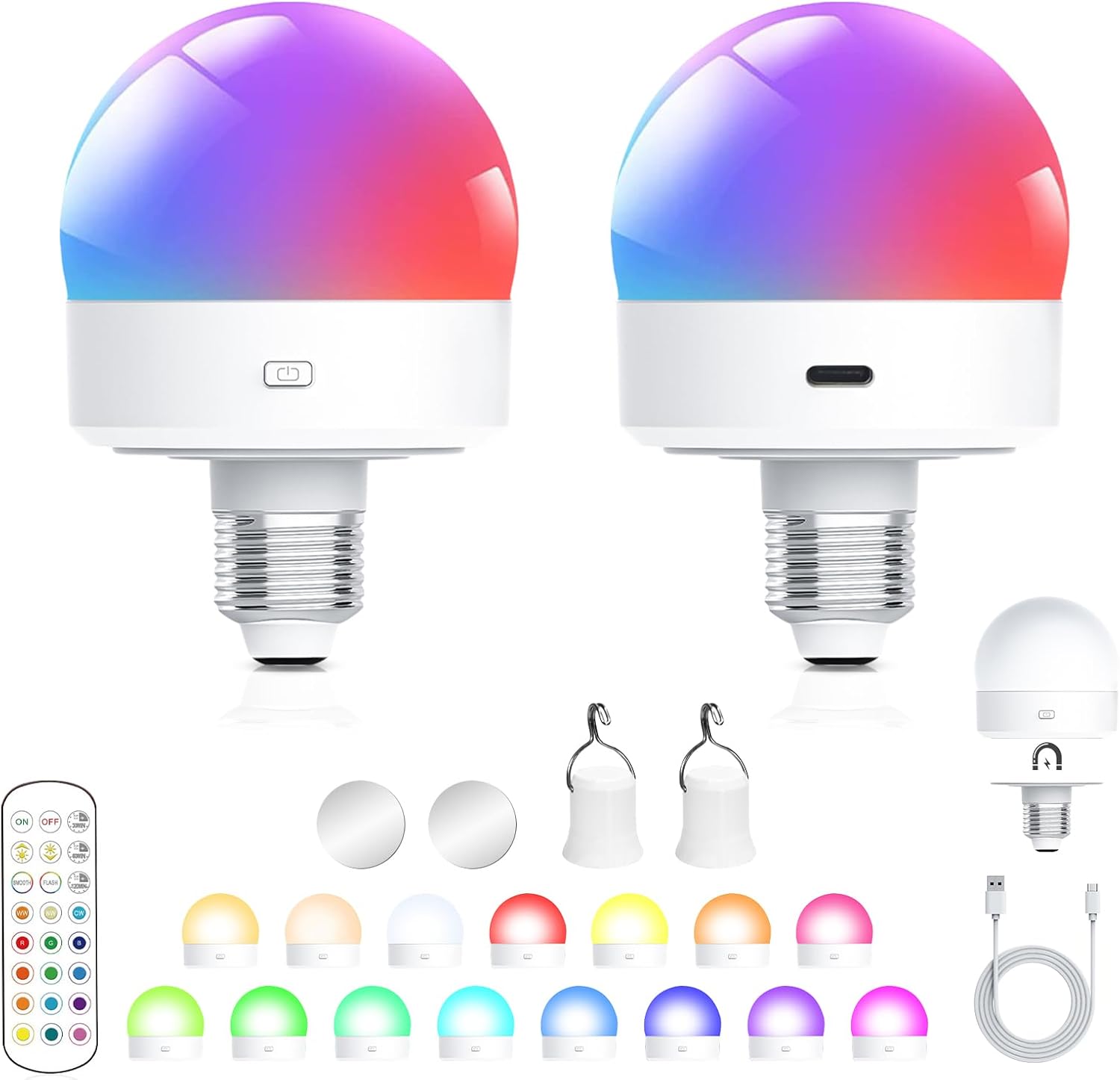 Rechargeable Light Bulbs for Lamps, 1800mah Battery Light Bulbs with ...