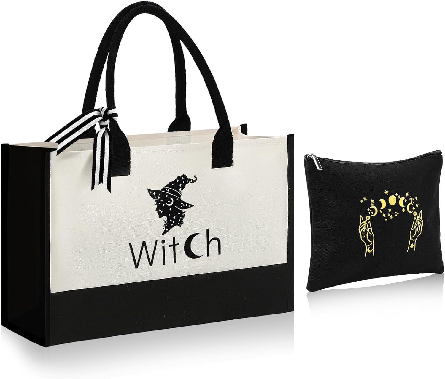 Amazon.com: Abbylike 2 Pcs Halloween Canvas Tote Bag for Women Moon ...