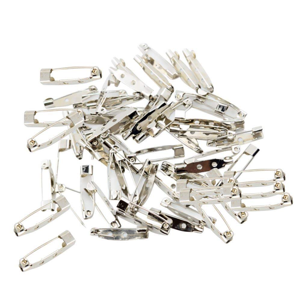 FURE Rhodium Metal Brooch Pins for Men and Women (2.5 cm) - Pack of 50 ...