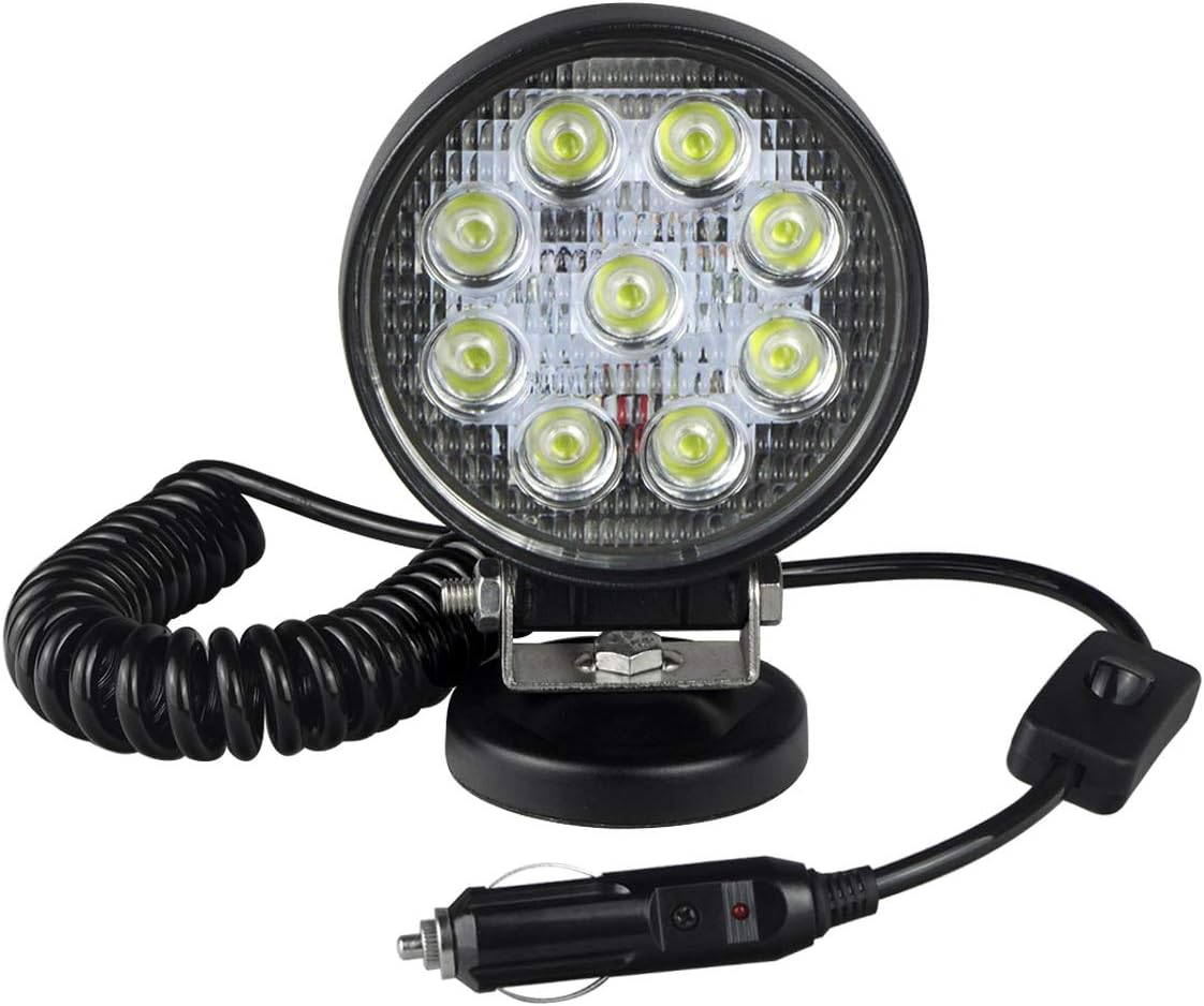 Amazon.com: LEMIL - 27W Round LED Work Light 12V Portable Car LED Flood ...