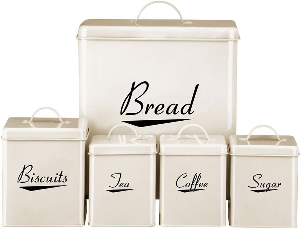 Amazon.com: ENAMEL - 5 Piece Kitchen Storage Caddy Set - Cream