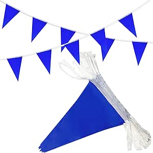 Uelfbaby Banderines azules de 100 pies con 76 banderines triangulares ...