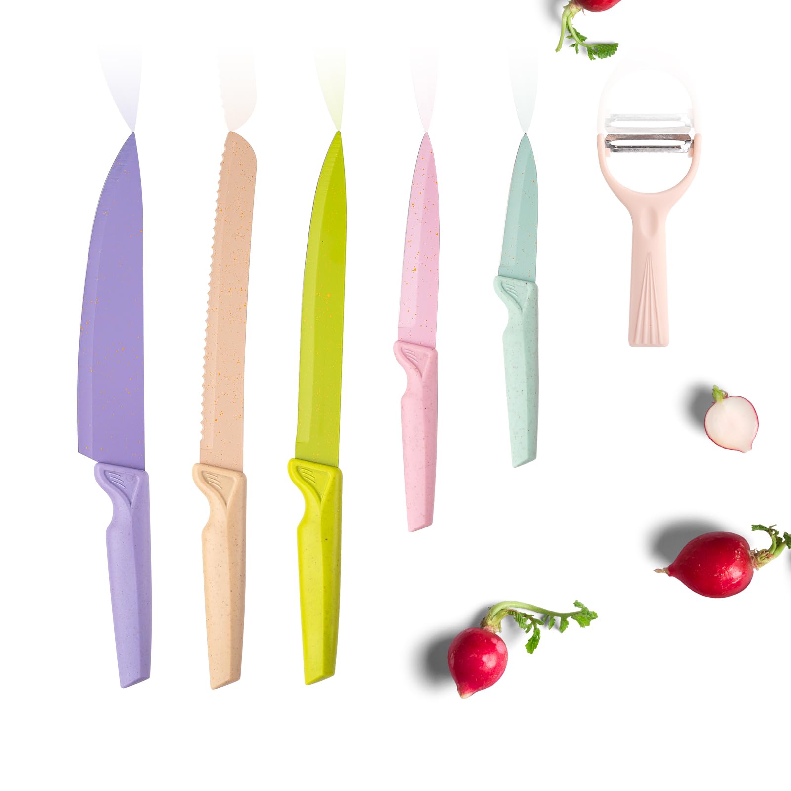 Amazon.com: DREAMYDAWN 6 Piece Kitchen Knife Set - 5 Multi Color ...