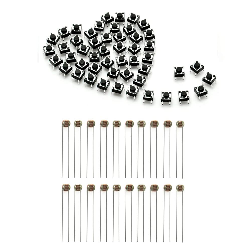 Gikfun 6x6x4.3mm TACT Switch Push Button, Photoresistor GL5516 for ...