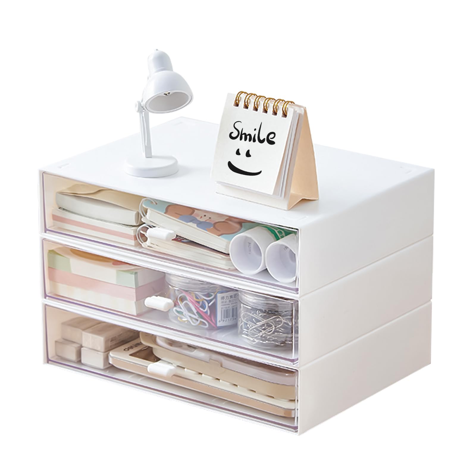 AHAQU 3PCS Desk Drawer Organizer, Desktop Storage Drawers, Stackable ...