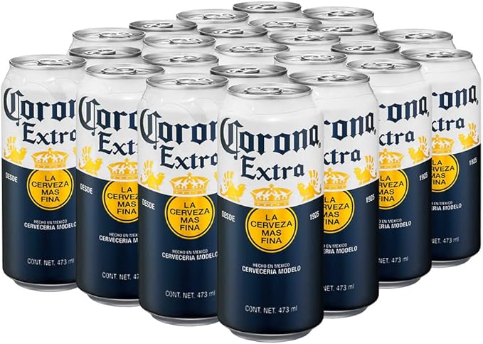 Cerveza Clara Corona Extra Lager 24 latones de 473ml, sabor ligeramente ...