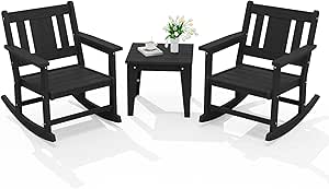Amazon.com: SERWALL 3 Piece Rocking Bistro Set, HDPE Patio Furniture ...
