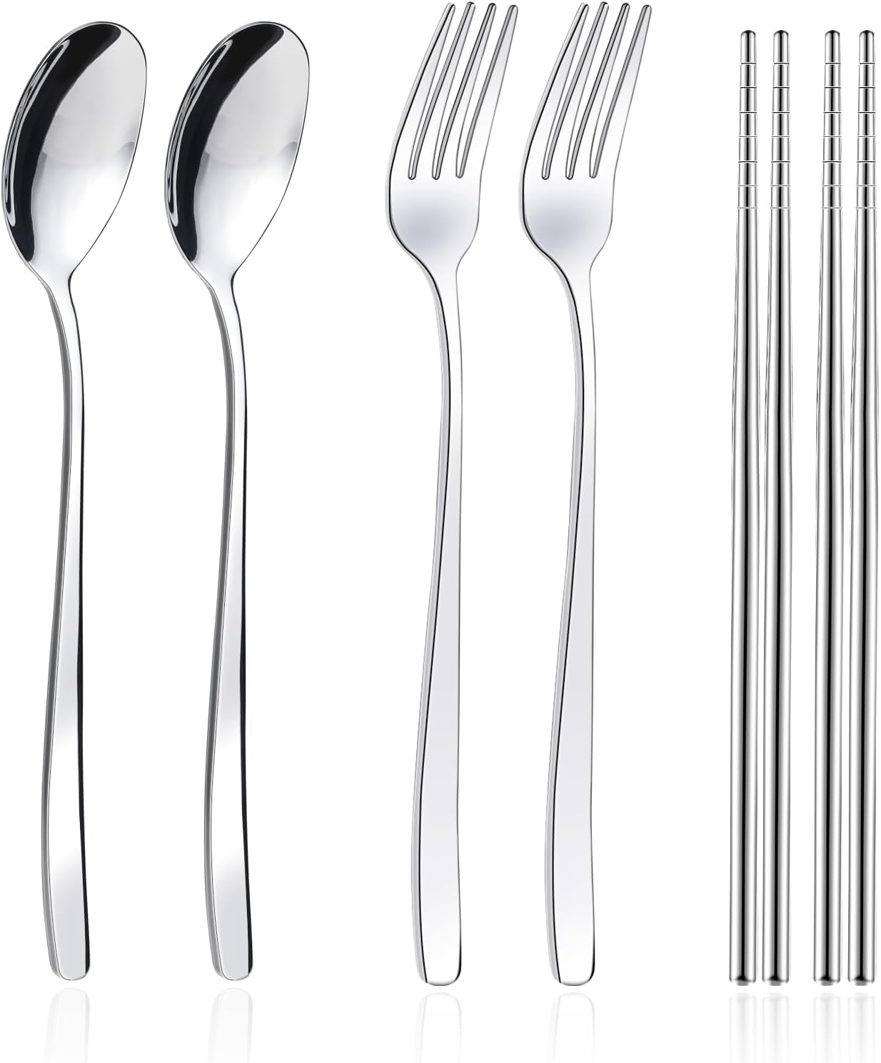 Amazon.com | 2 Pack Reusable Flatware Sets Fork, Spoon, Chopsticks ...