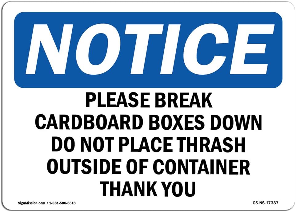 Amazon.com : OSHA Notice Sign - Please Break Cardboard Boxes Down Do ...