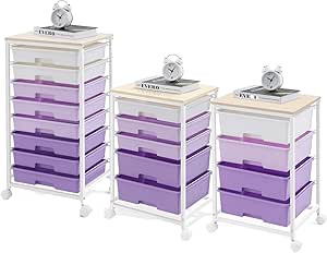 Amazon.com: Purple Rolling Storage Cart Set - 8 Drawer, 5 Drawer, and 4 ...