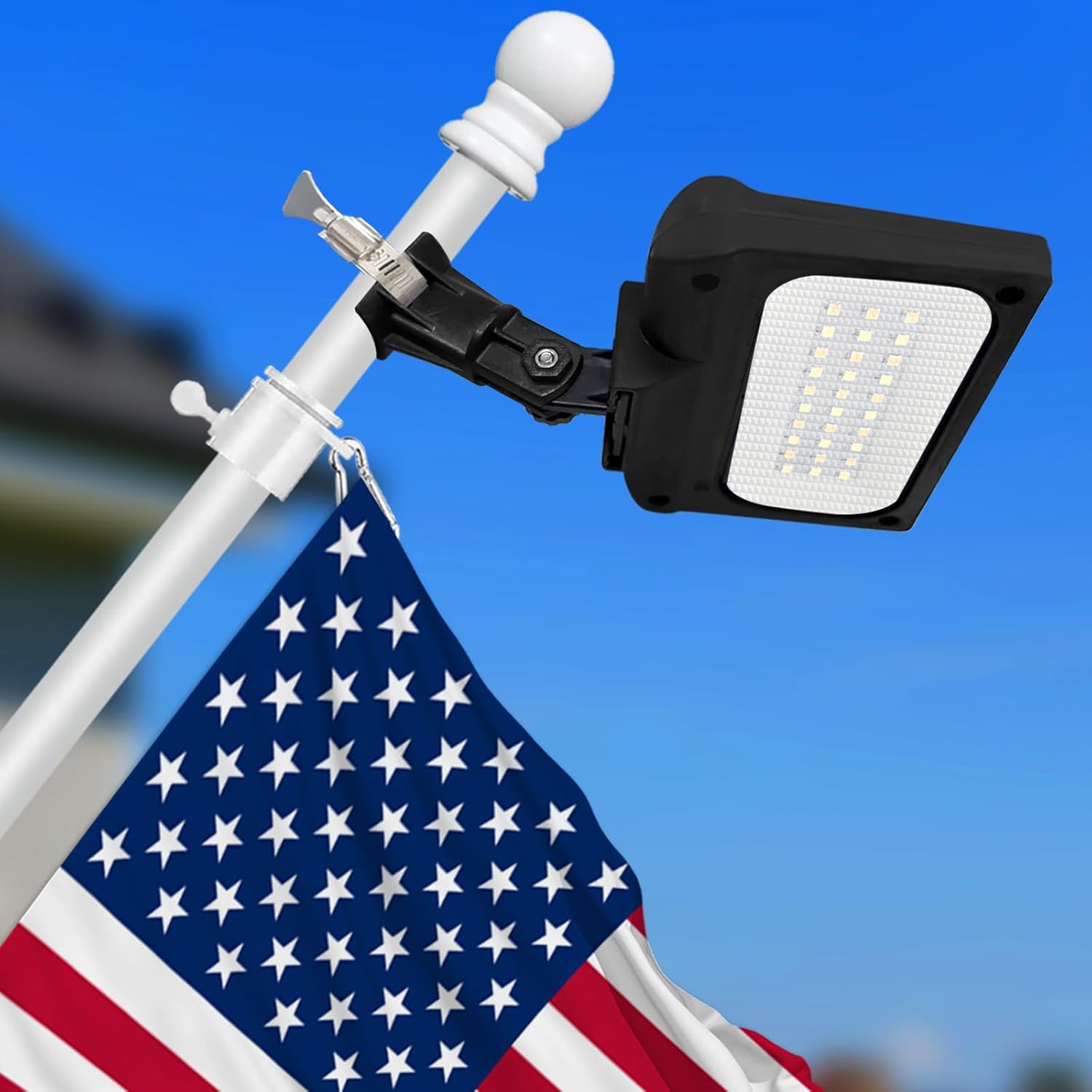 Amazon.com : Solar Flag Pole Light, Bright White 4000k Flagpole Light ...