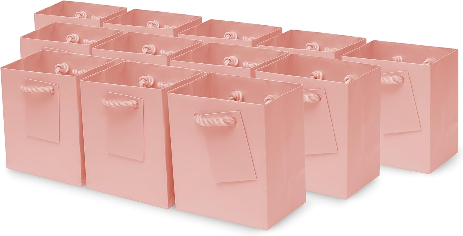 Amazon.com: OccasionALL Pink Mini Gift Bags, Paper Bags with Handles ...