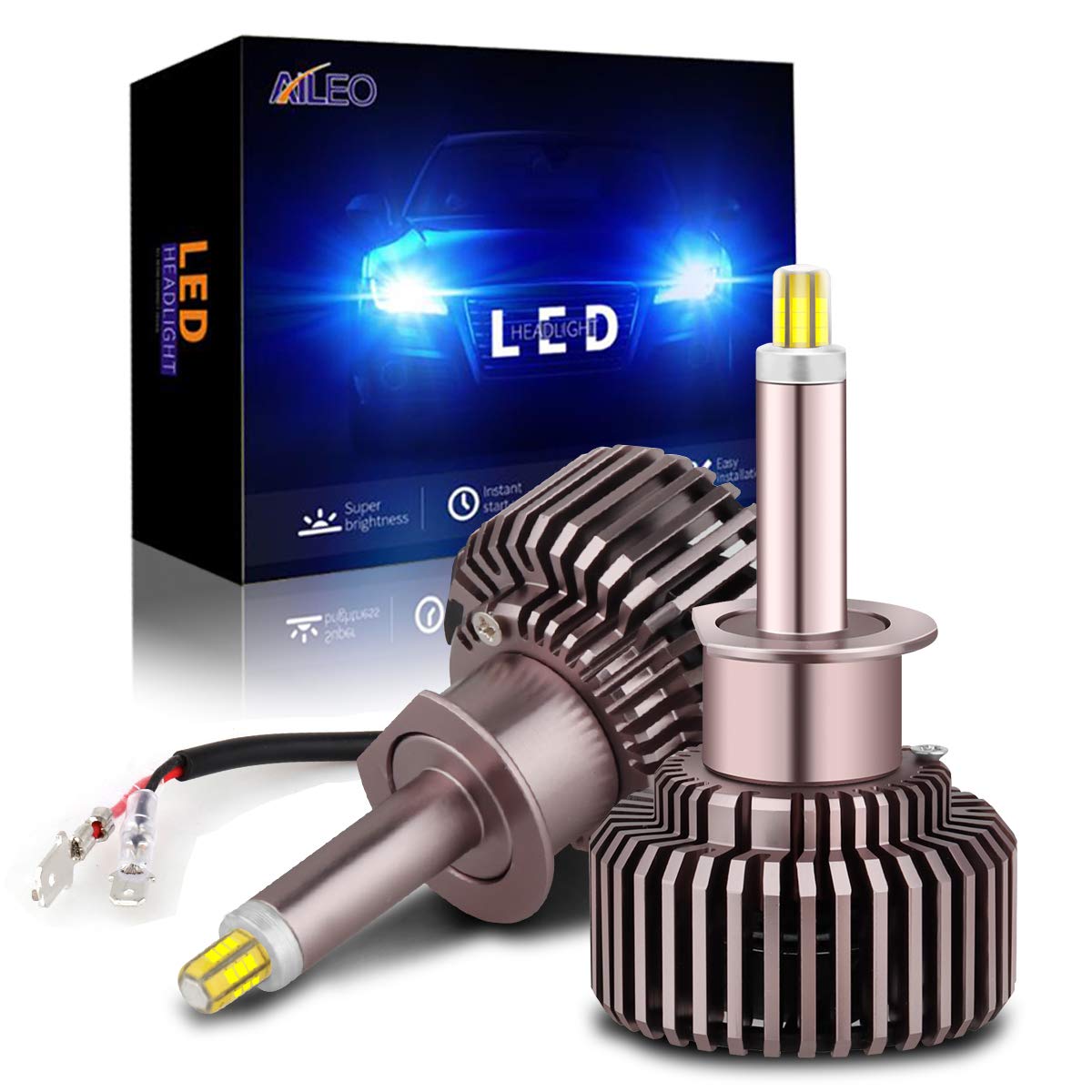 H1 Led Headlight Bulb 360 Degree 80W Upgraded 6 Sides CSP Chips Xenon ...
