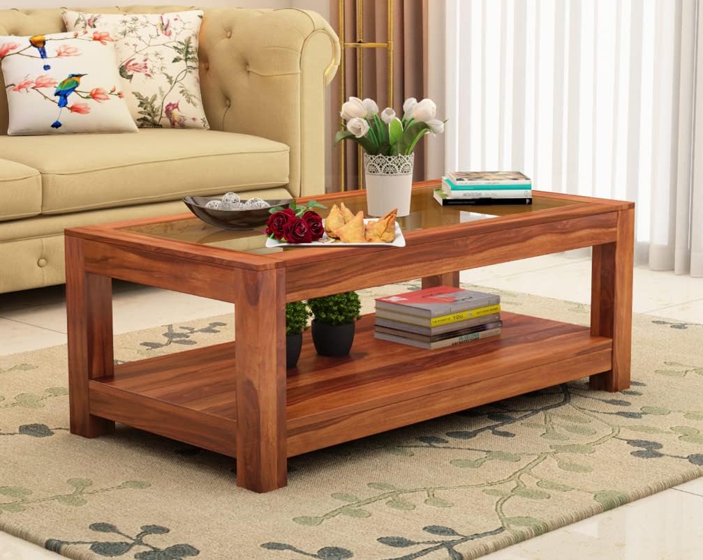 Wood world furniture Sheesham Wood Rectangle Center Coffee Table With ...