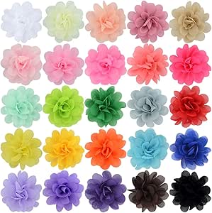 Amazon.com: Ewanda store 50 Pcs Chiffon Fabric Flowers Small Chiffon ...