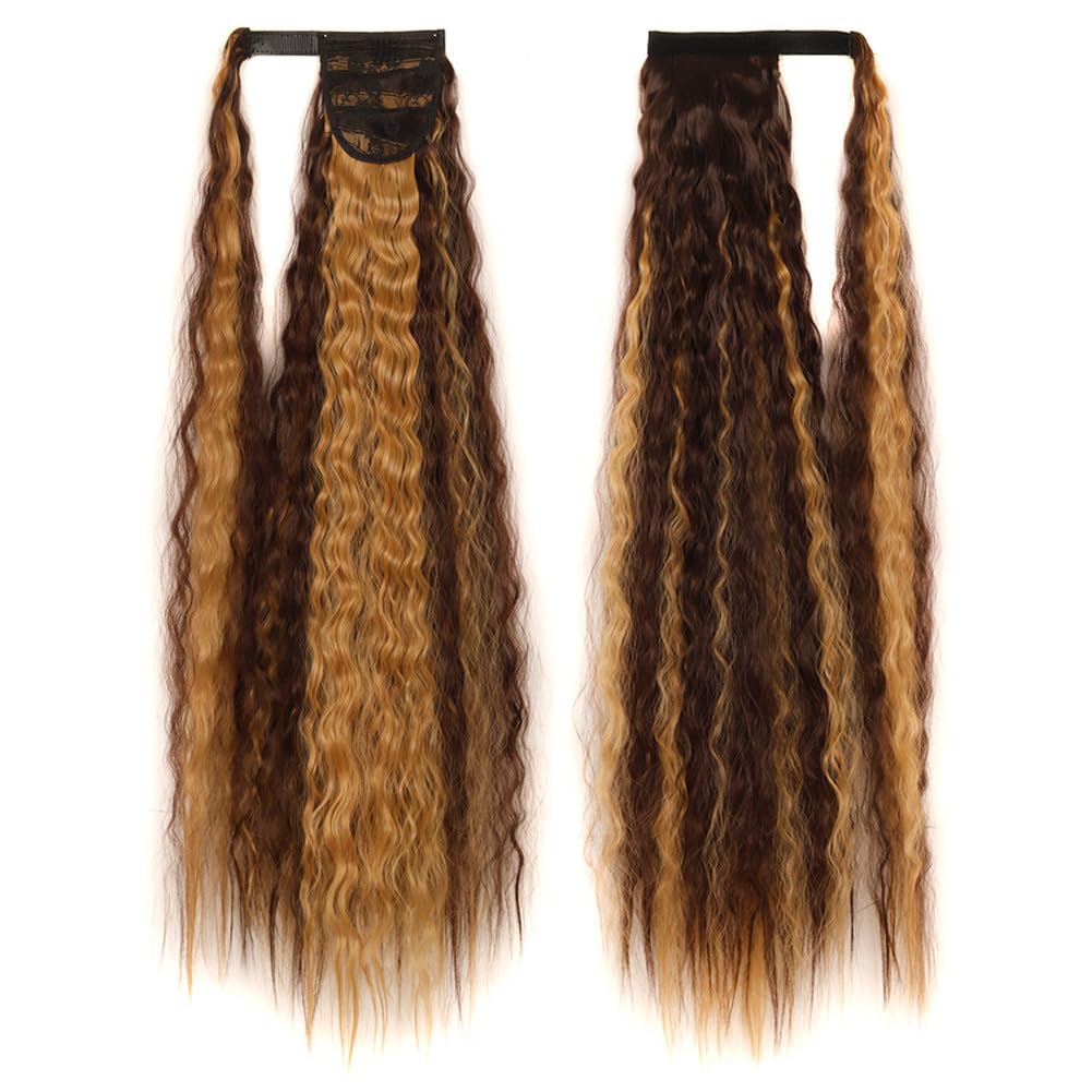 Amazon.com : Corn Wave Ponytail Extension Clip in 34 Inch Long Wavy ...