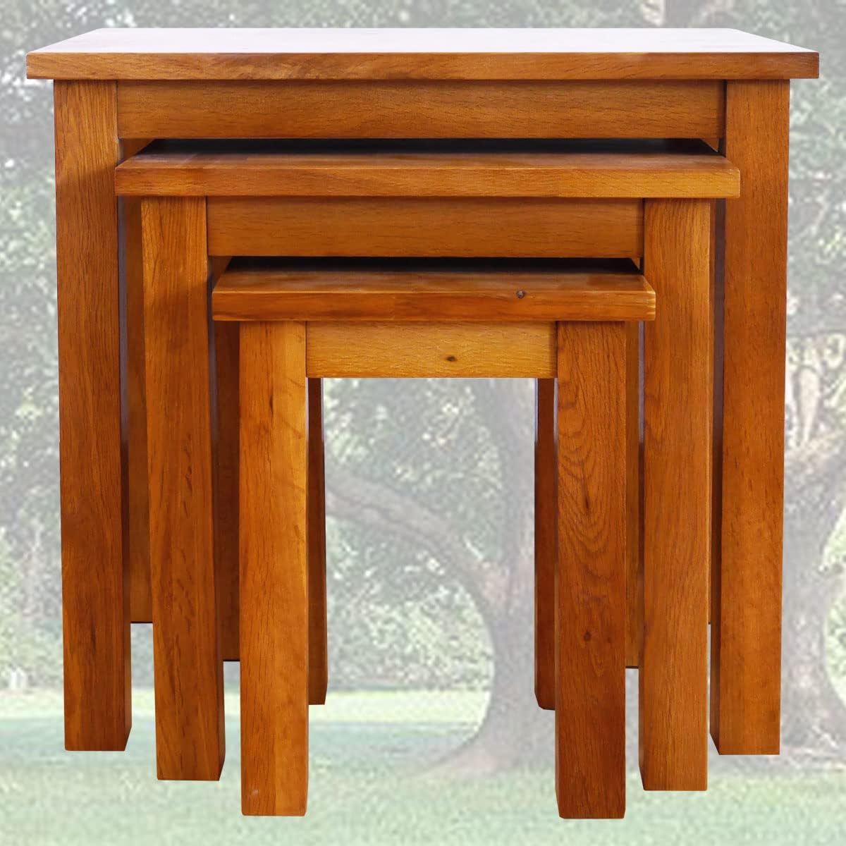 AERATI Nest of Tables Set of 3 Nesting Coffee Tables OAK Side End Lamp ...