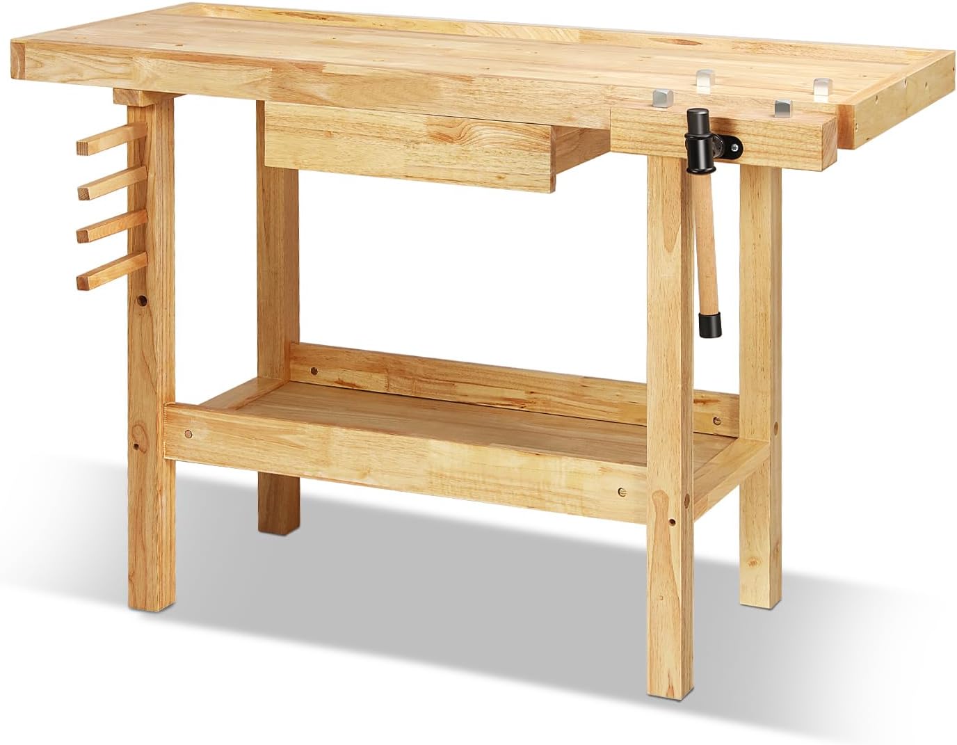 Auto Dynasty Workbench Rubberwood Work Bench with 1 Drawer and ...