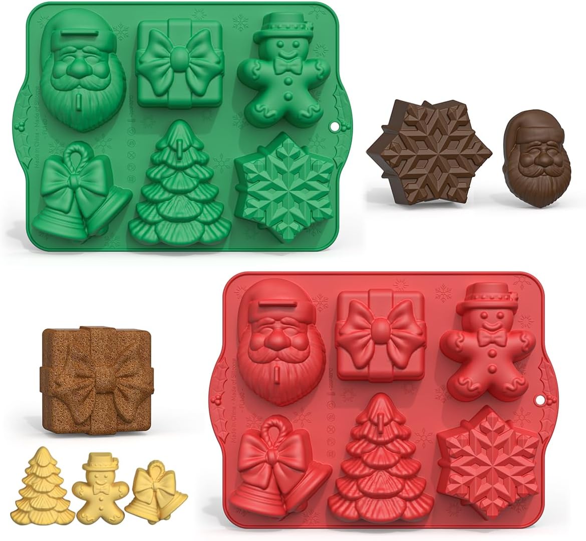Amazon.com: HAVOER 2PCS Large Christmas Silicone Molds Handmade Soap ...