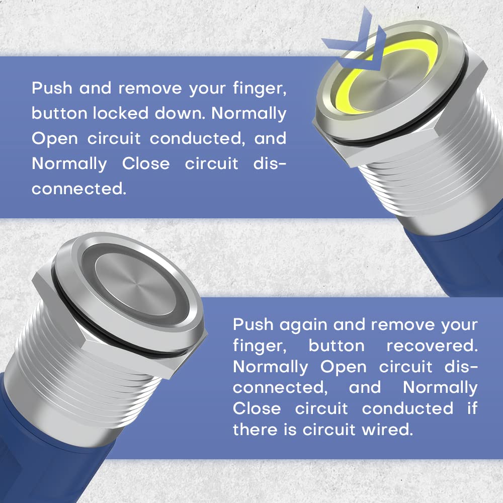 Snapklik.com : WERKI 22mm Latching Push Button Switch, 10 Amps Single ...