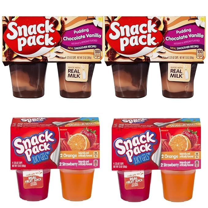 Amazon.com : A1U Snack Pack Chocolate Vanilla Pudding & Juicy Gels ...