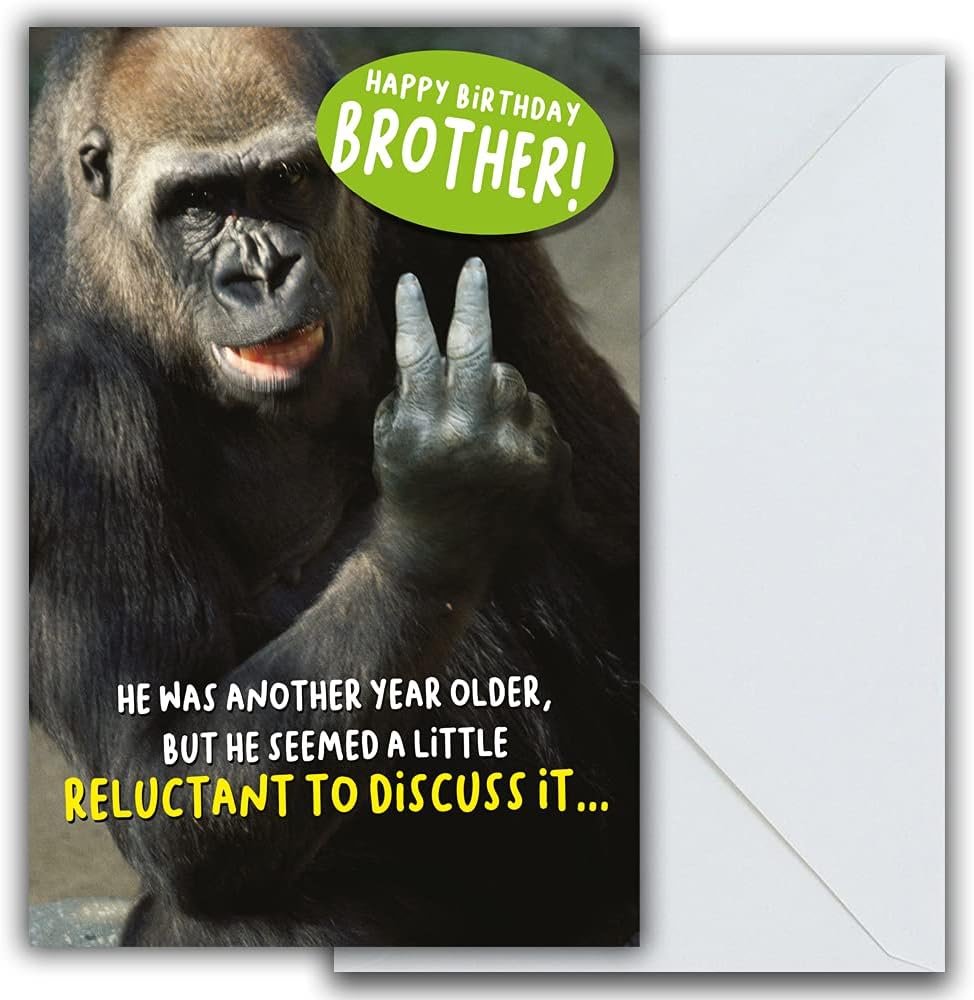 Funny Monkey Brother Birthday Card - Happy Birthday Humour Celebration ...