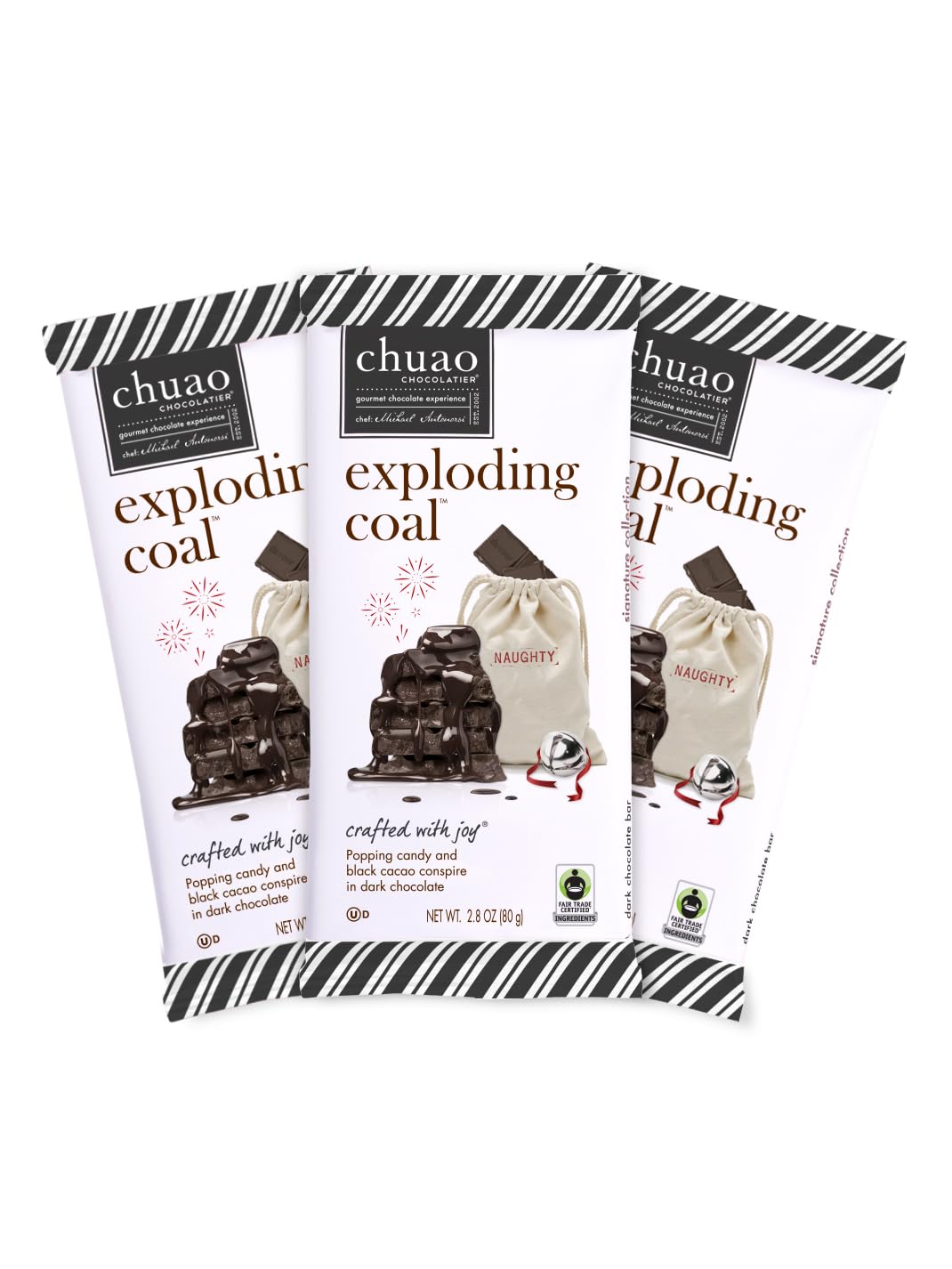 Amazon.com : Chuao Chocolatier Exploding Coal Chocolate Bars | Gourmet ...