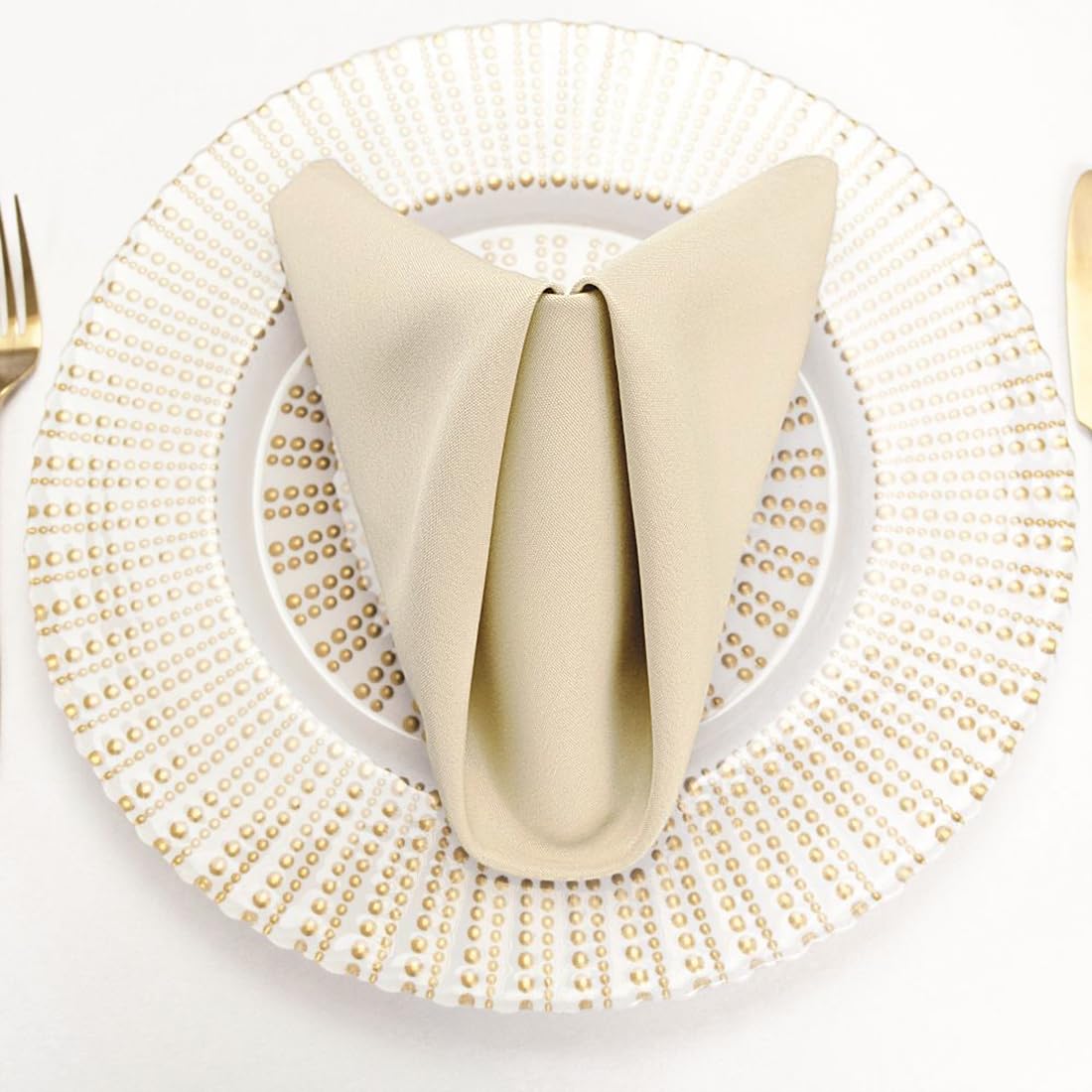 Snapklik.com : LTC LINENS Beige Cloth Napkins Set Of 12-20 Inch Dinner ...