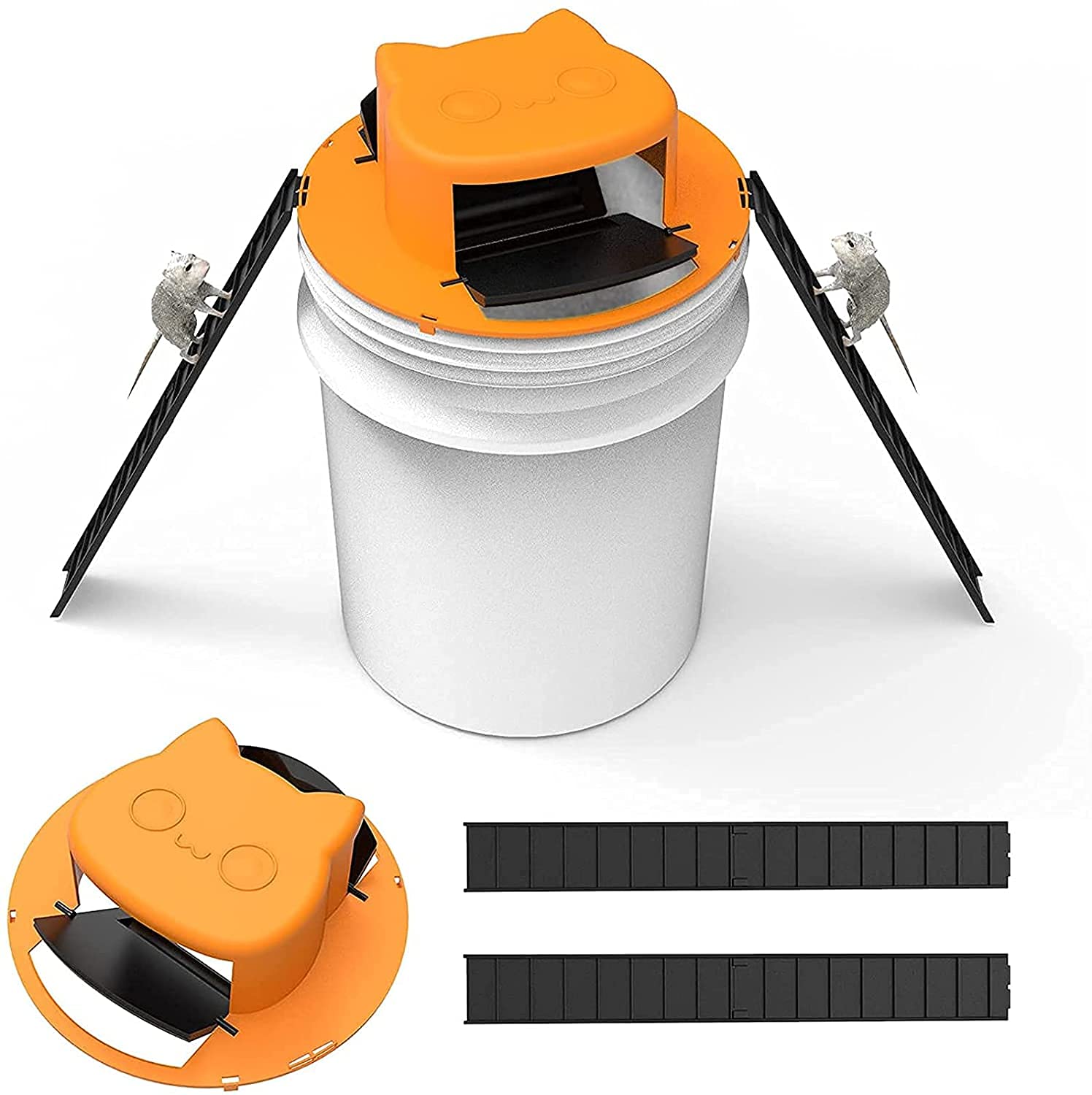Buy Slide Bucket Lid Mouse Trap, Humane Rat Trap with 2 Ramps Multi ...