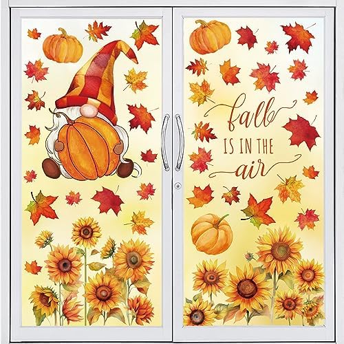 Amazon.com: Whaline 6 Sheets Fall Window Clings Watercolor Sunflower ...