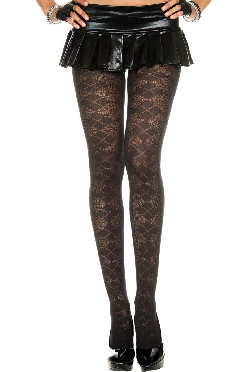 Amazon.com: MUSIC LEGS Argyle Design Pantyhose, Black: Clothing, Shoes ...