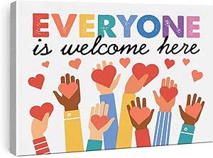 Amazon.com: Everyone Is Welcome Here Canvas Wall Art Decor ...