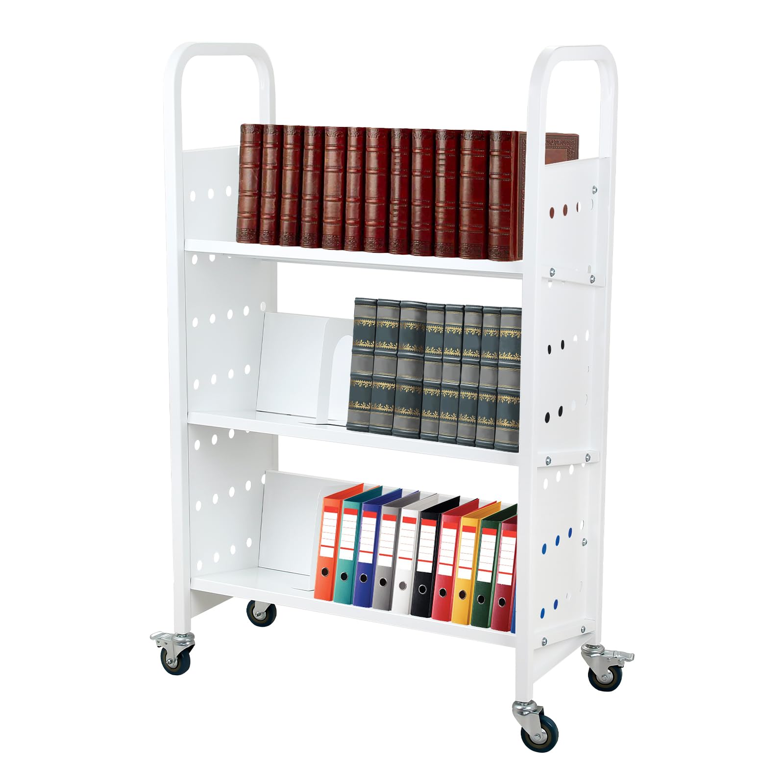 Amazon.com: OUKIDR Book Cart, 200LBS Library Cart 3-Shelf, Single Sided ...