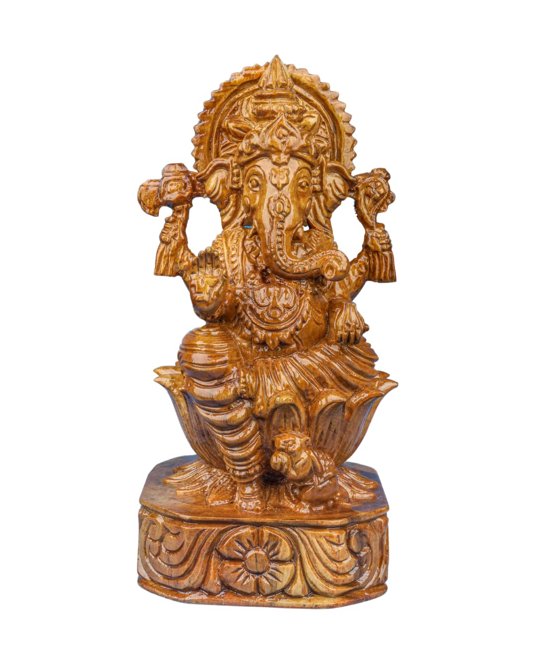 Buy Handmade Teak Wood Lord Ganesha Statue - Small Ganpati Idol for Car ...