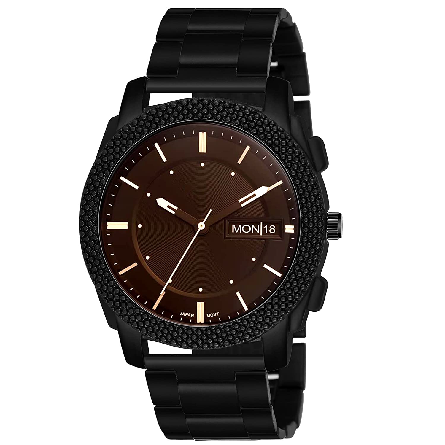 Shocknshop Analog Black Day and Date Stainless Steel Chain Wrist Watch ...