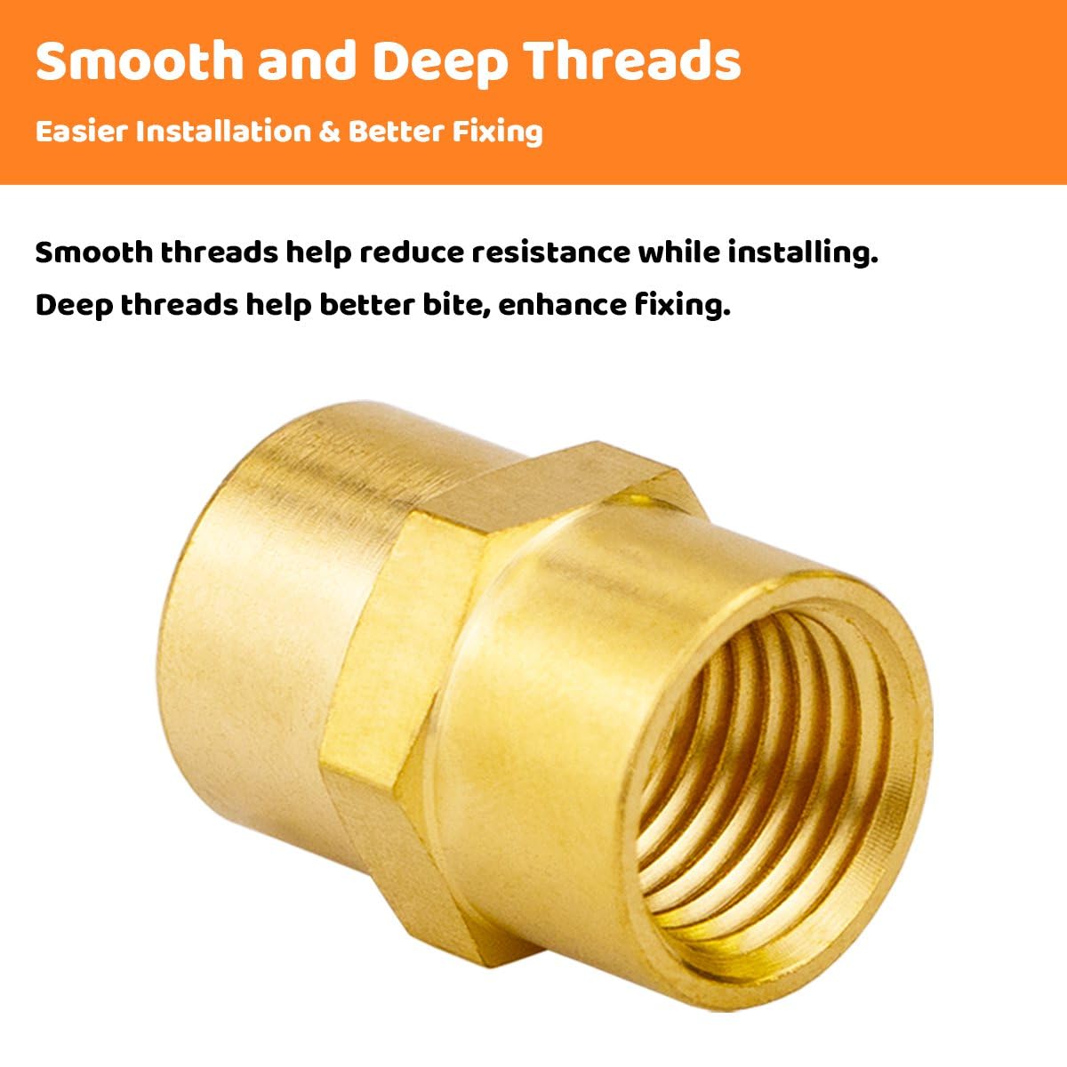 Snapklik.com : (2-Piece) 1/2" X 1/2" NPT Brass Coupler Coupling Female ...