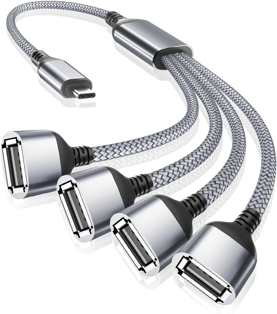 RUXELY USB C OTG Splitter Y Cable 0.3M,Type-C Male to 4 Female USB 2.0 ...