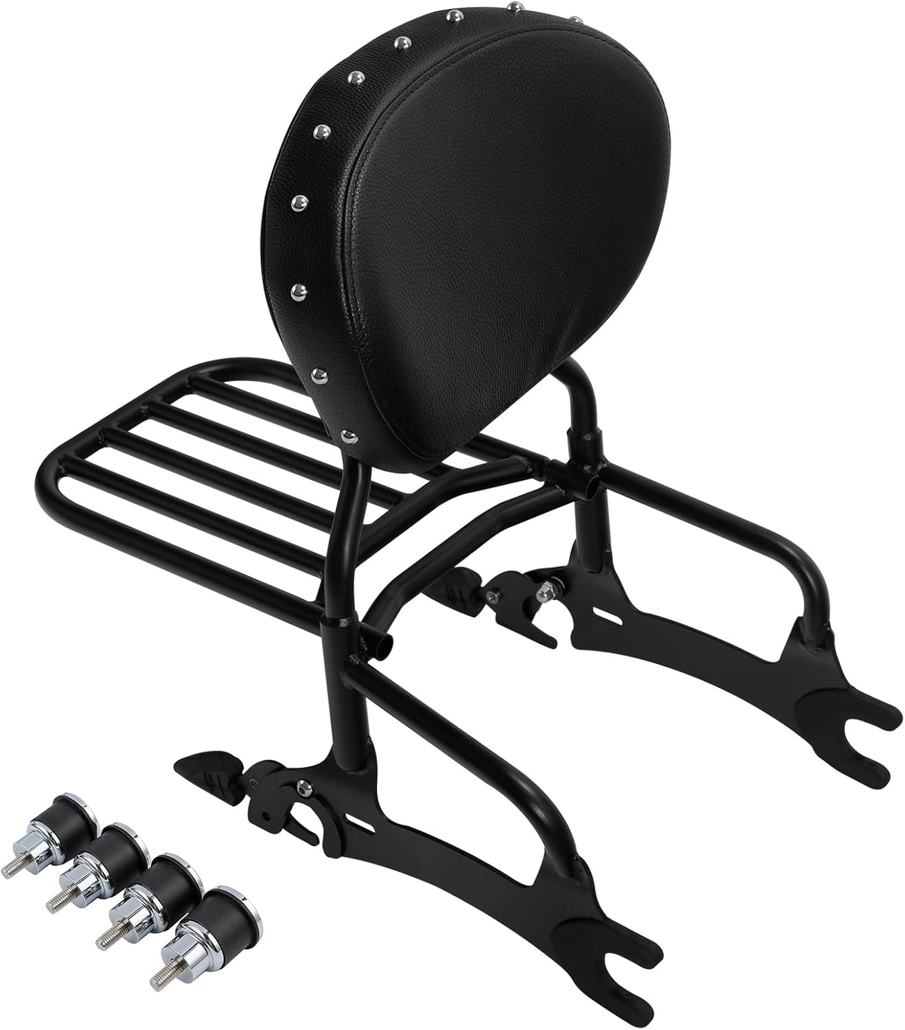 Amazon.com: TCT-MOTORPARTS Black Backrest Sissy Bar Luggage Rack ...