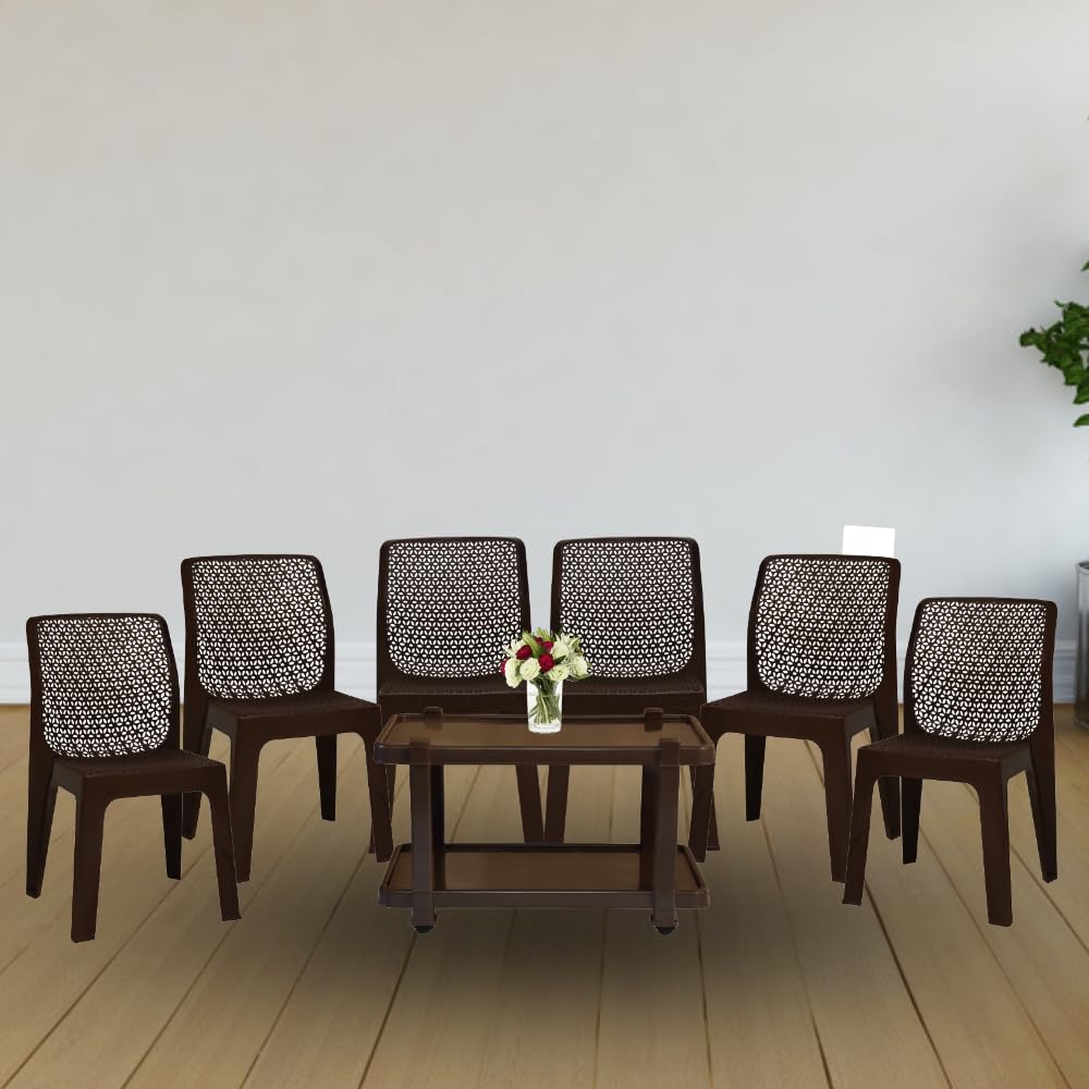 ITALICA Oxy Plastic Chair & Table Set with Wheels for Home, Office ...